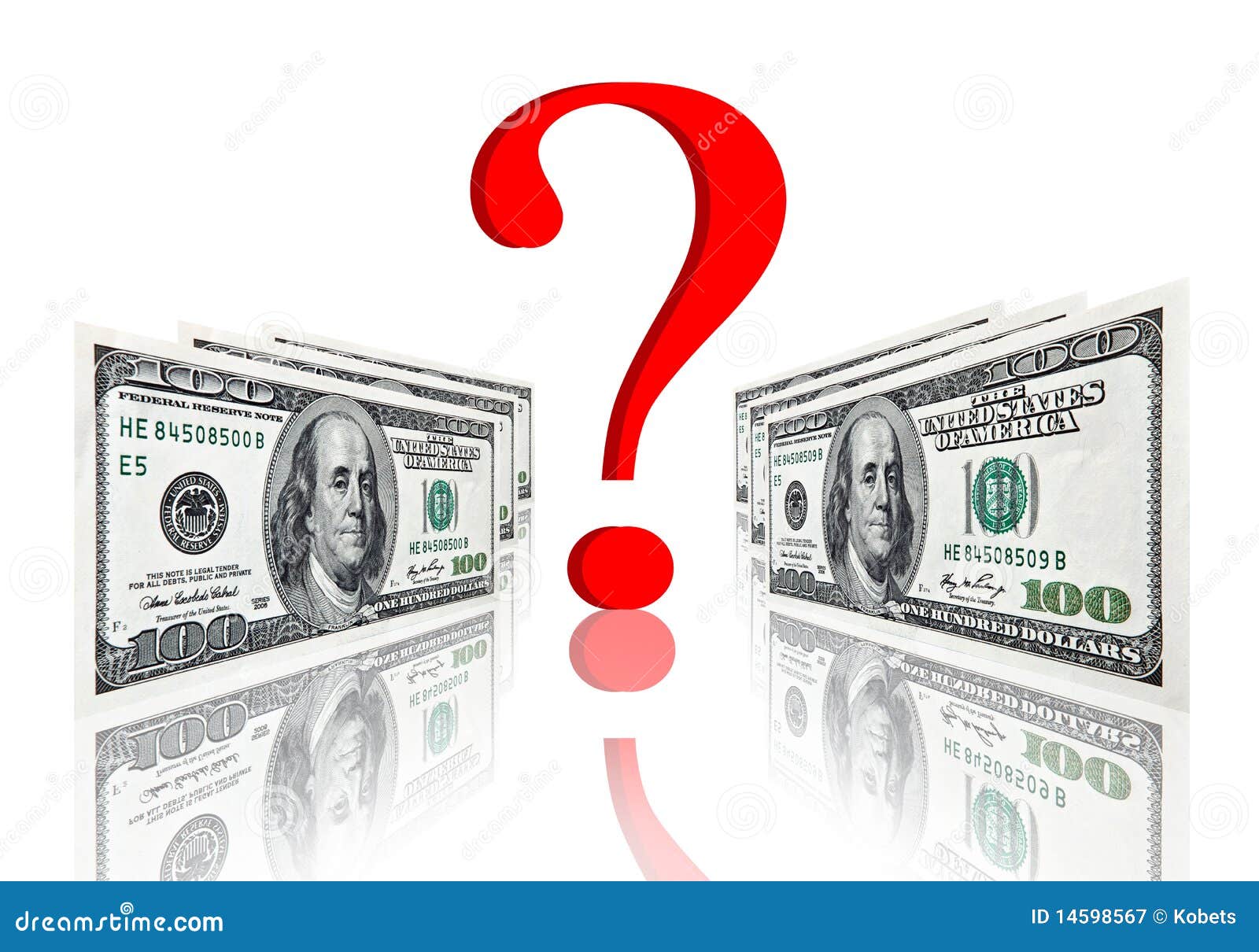Question Symbol between Dollar Banknotes Stock Illustration ...