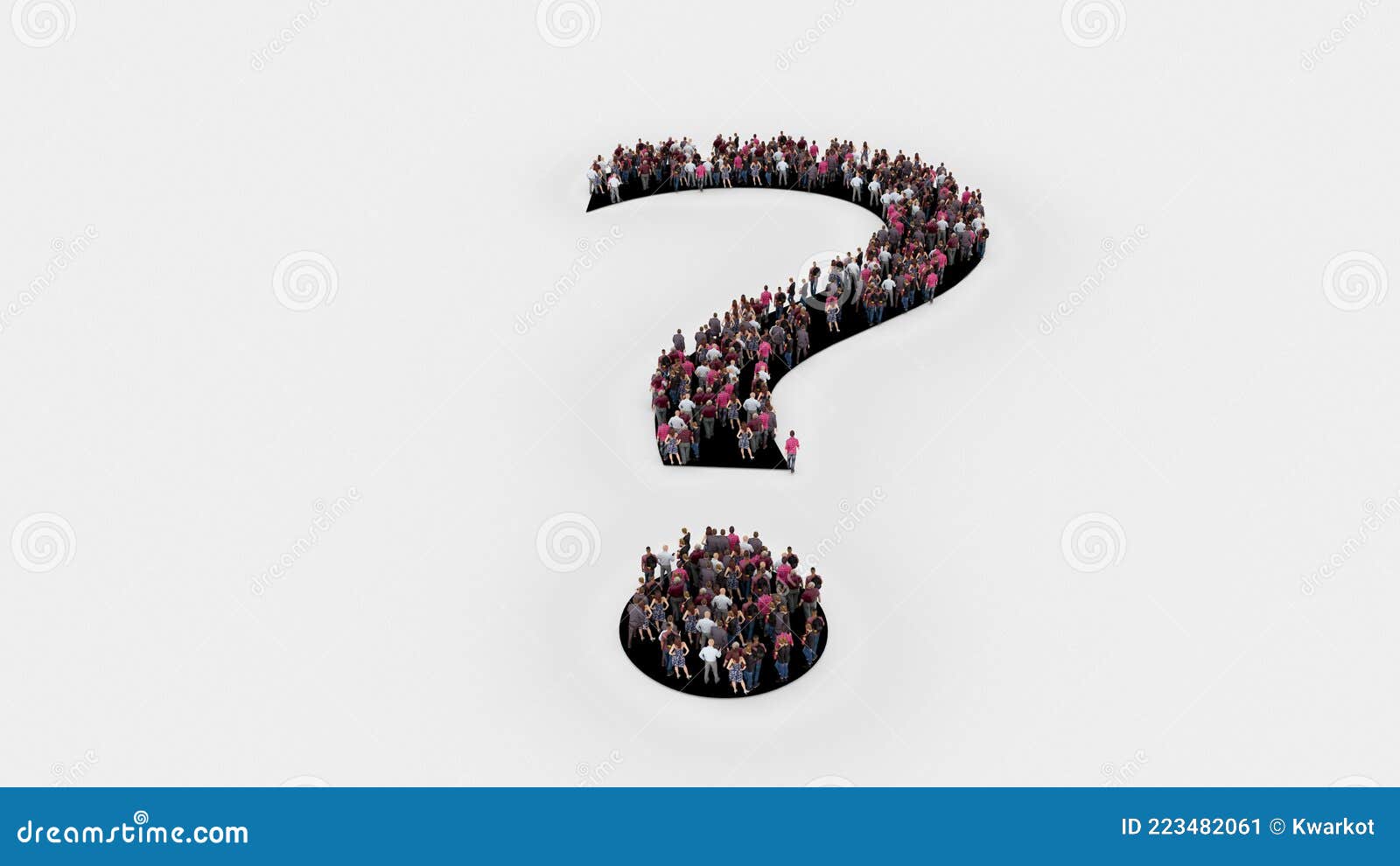 Question Symbol Isolated Group of Different People. 3d Rendering Stock ...