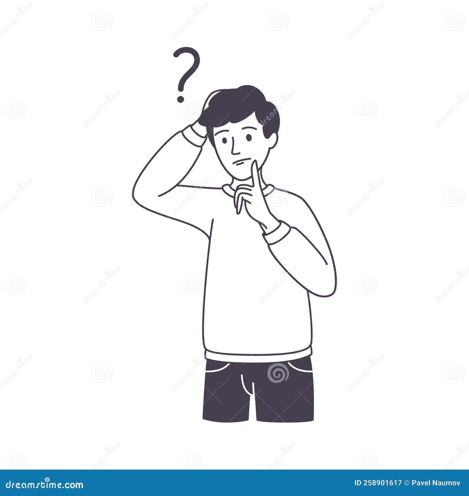 Question with Thoughtful Man Character Scratching Head Over Riddle ...