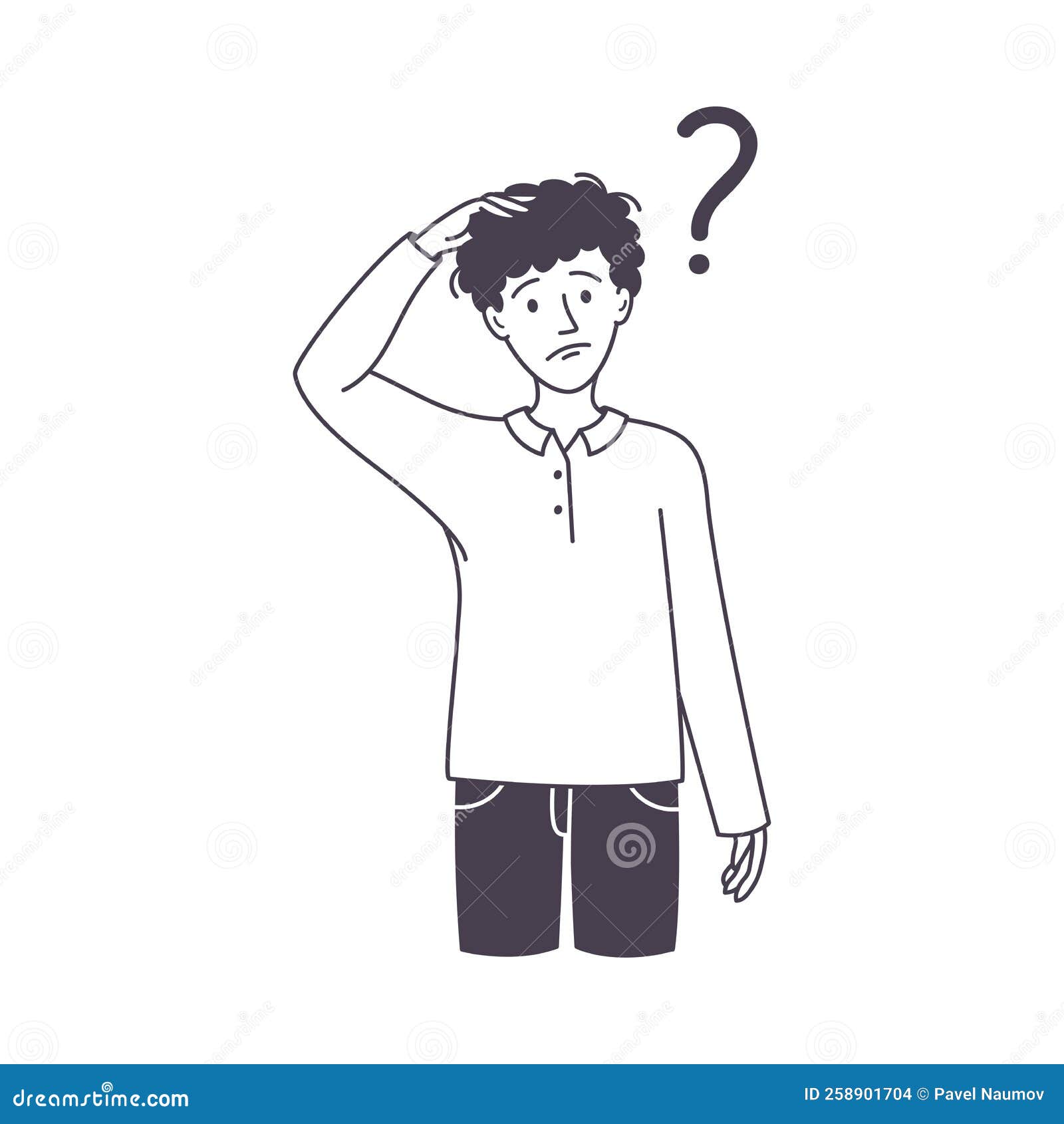 Question with Thoughtful Man Character Scratching Head Over Riddle ...