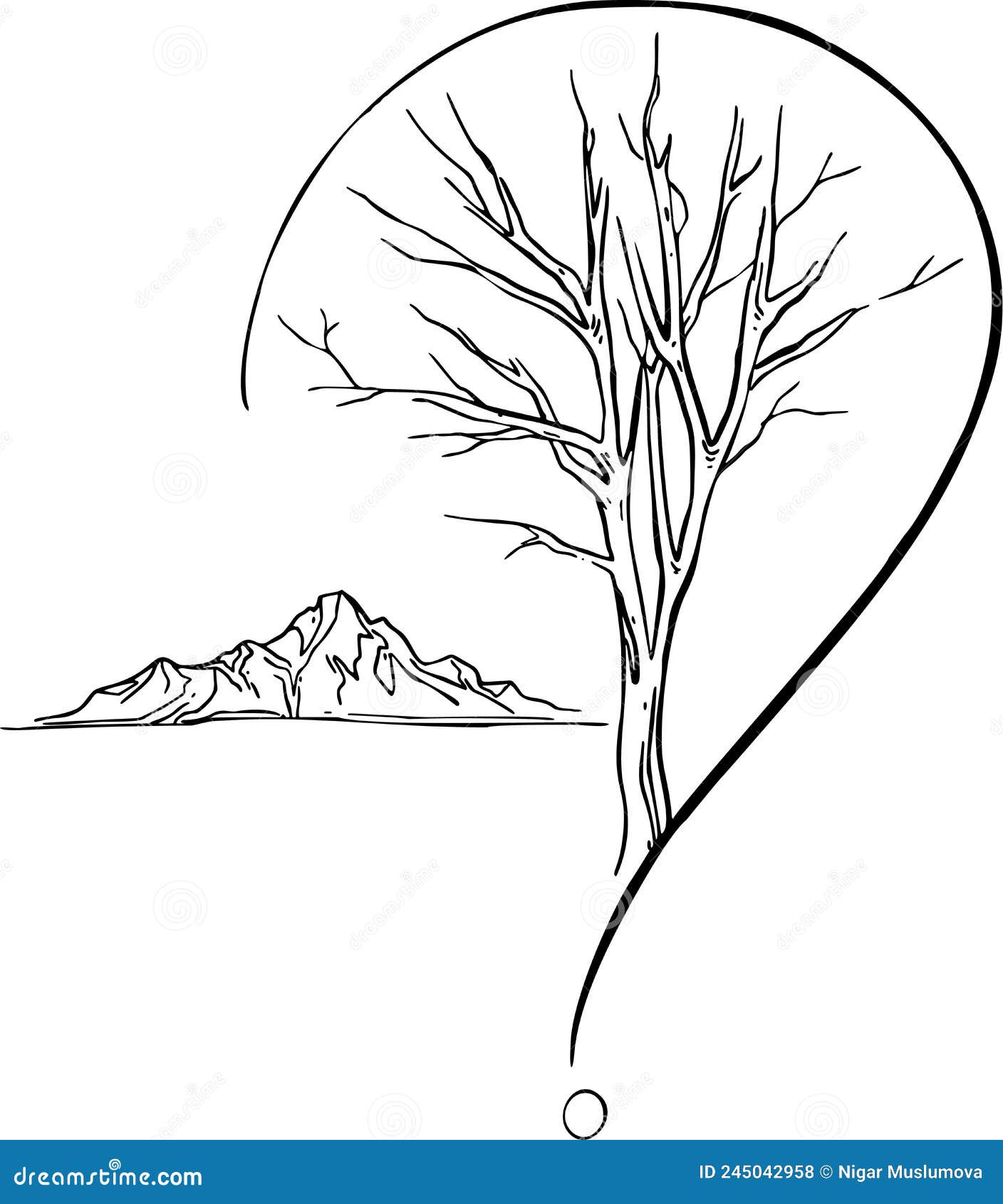 Question, Tree, Mountain, Hand Draw Vector Illustration Art Stock ...