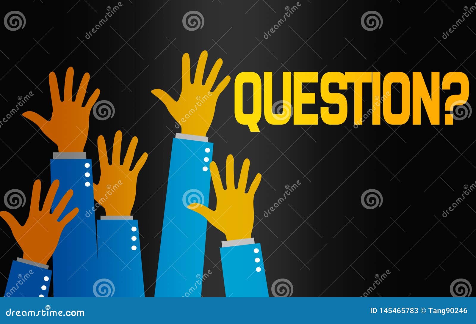 Question Word with Raising Hands Stock Illustration - Illustration of ...