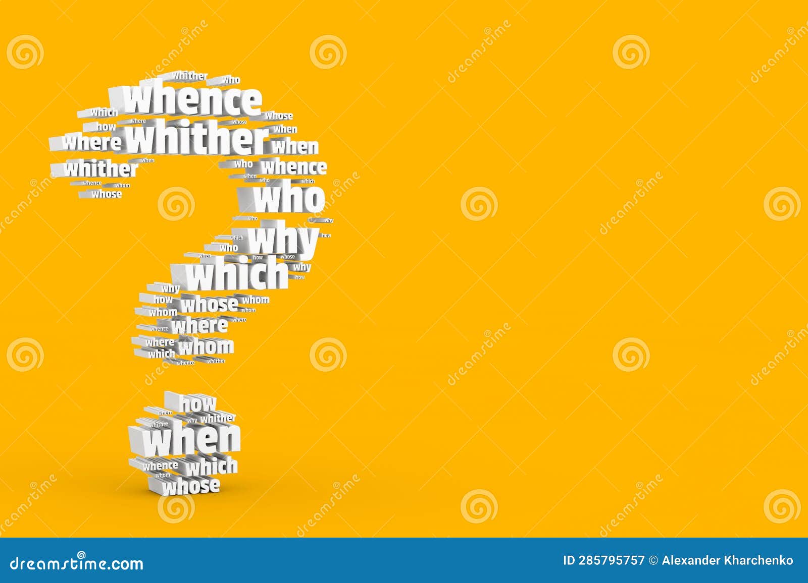 Question Words in Shape of Question Mark. 3d Rendering Stock ...