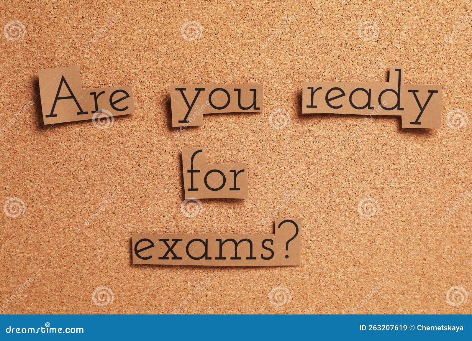 Question are You Ready for Exams? on Cork Board, Flat Lay Stock Image ...