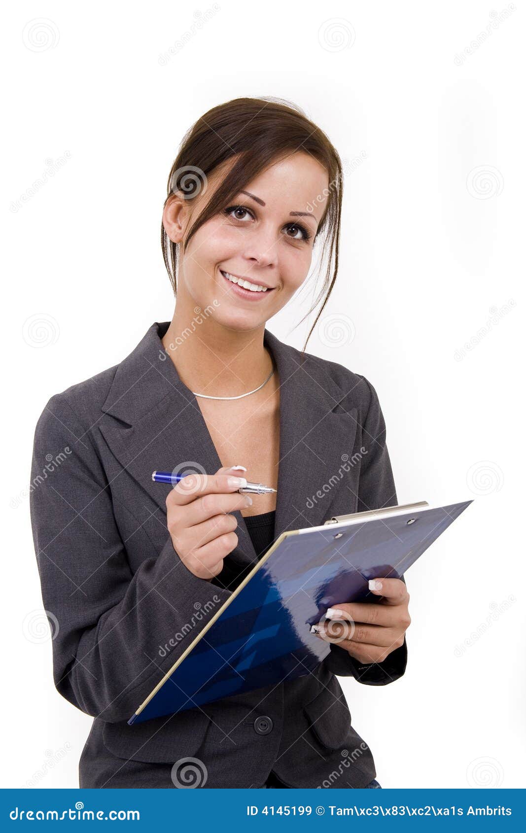 Questioner girl stock image. Image of looking, girl, folder - 4145199