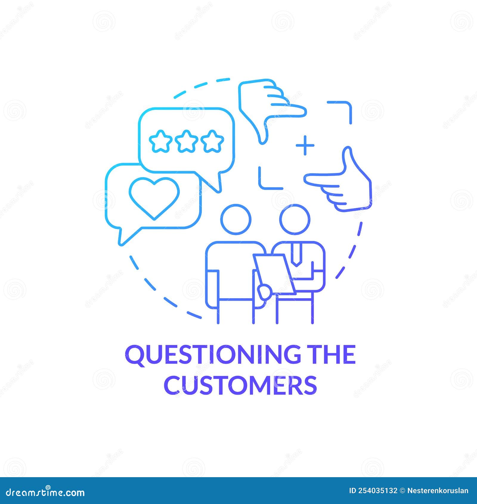 Questioning Customers Blue Gradient Concept Icon Stock Illustration ...