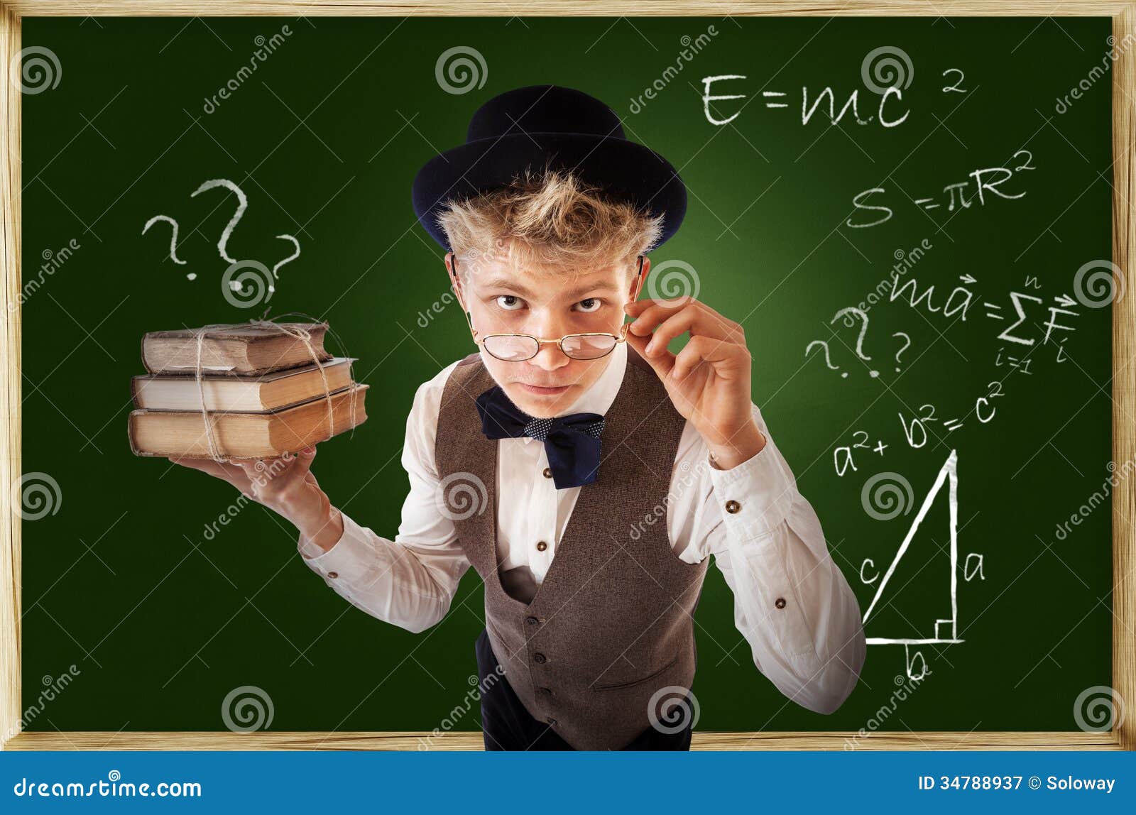 Questioning Looking Young Man with Old Books Stock Image - Image of ...