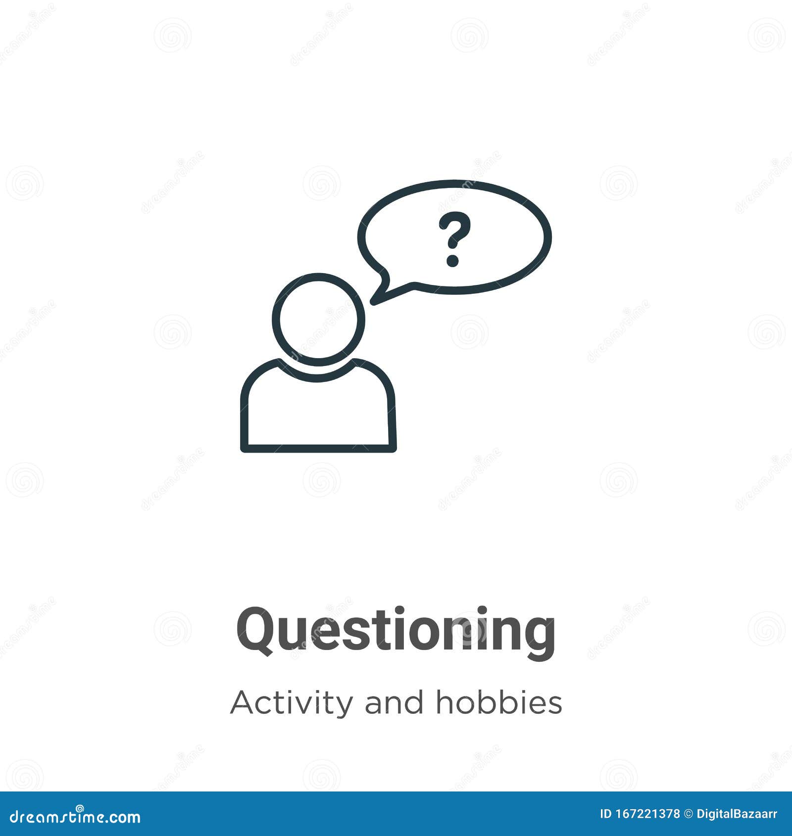 Questioning Outline Vector Icon. Thin Line Black Questioning Icon, Flat ...