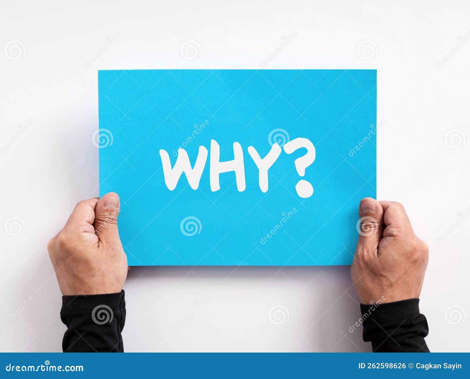 Questioning, Query and Analyzing Concept. Male Hand Holding a Blue ...