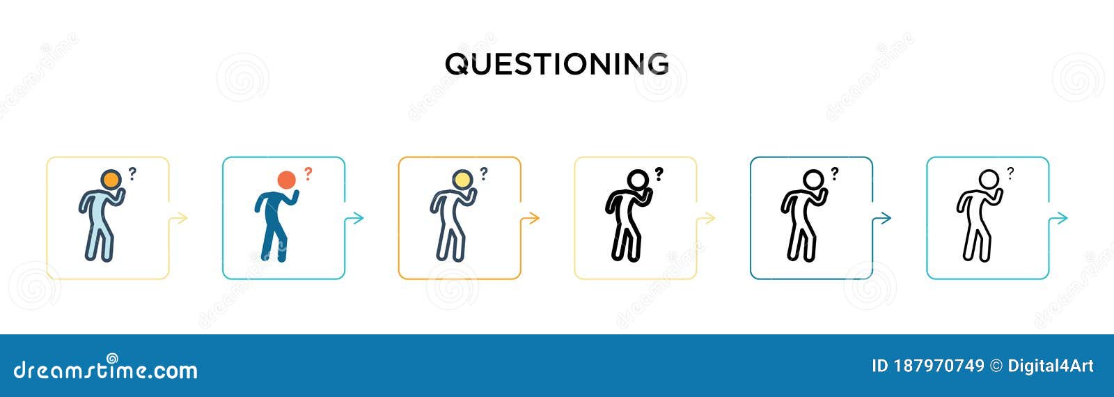 Questioning Vector Icon in 6 Different Modern Styles. Black, Two ...