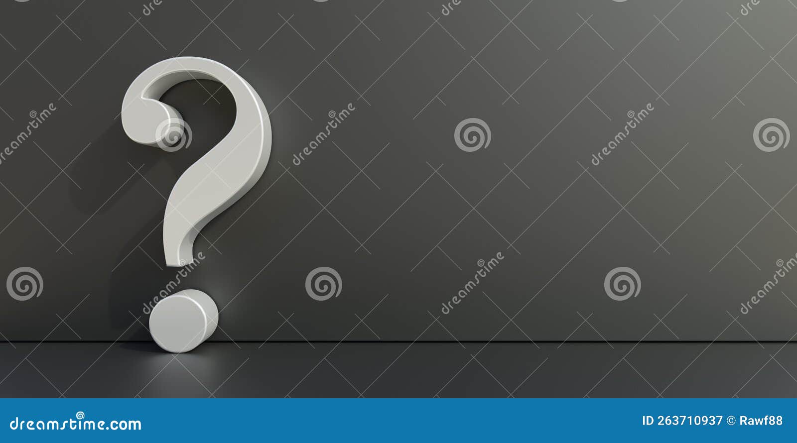 Questionmark White On Black Wall And Floor Background, Copy Space. 3d ...