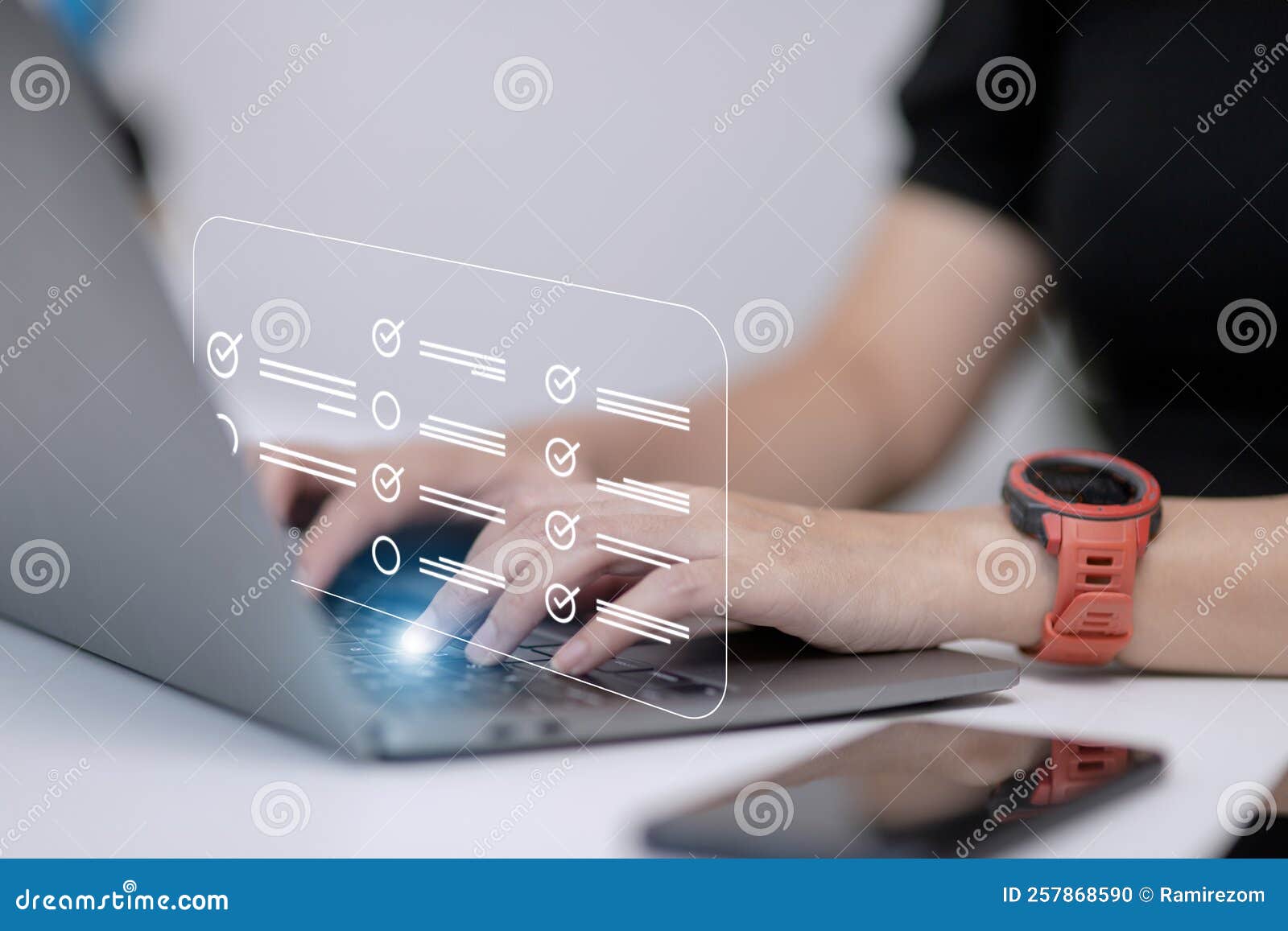 Questionnaire with Checkboxes, Filling Survey Form Online, Stock Photo ...