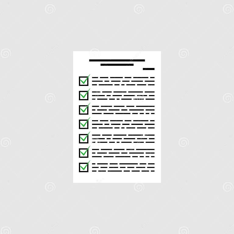 Questionnaire Checklist Form with Text and Green Answer Marks. Vector ...