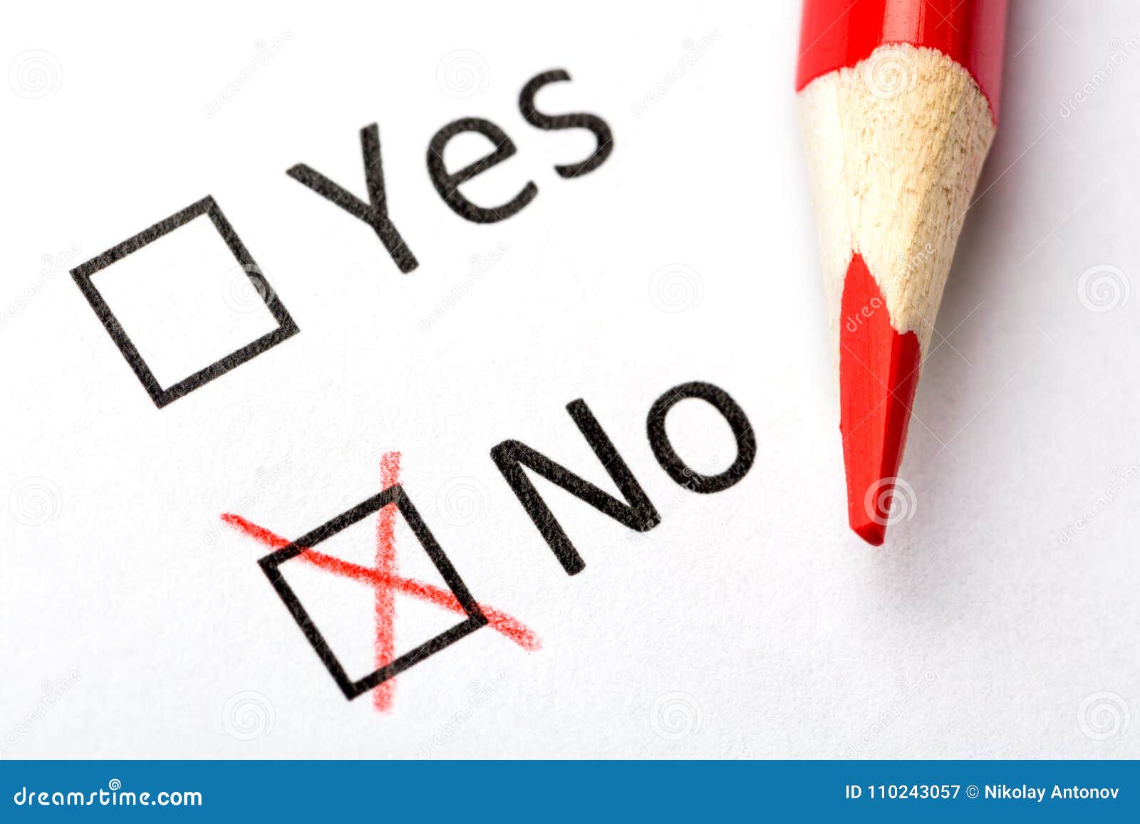 Questionnaire Concept. Yes or No Checkboxes with Red Pencil Stock Image ...