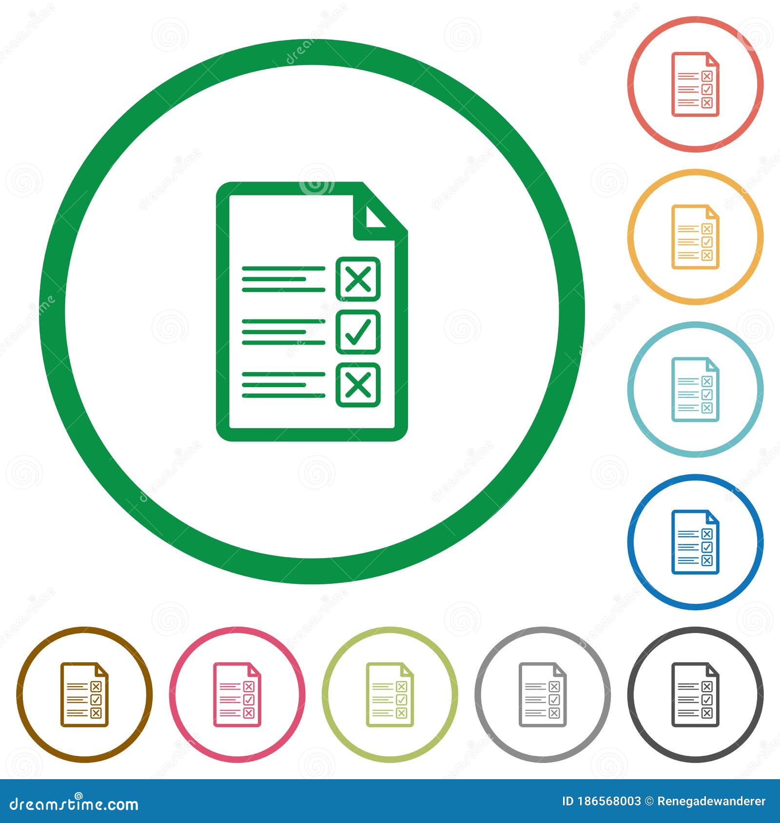 Questionnaire Document Flat Icons with Outlines Stock Vector ...