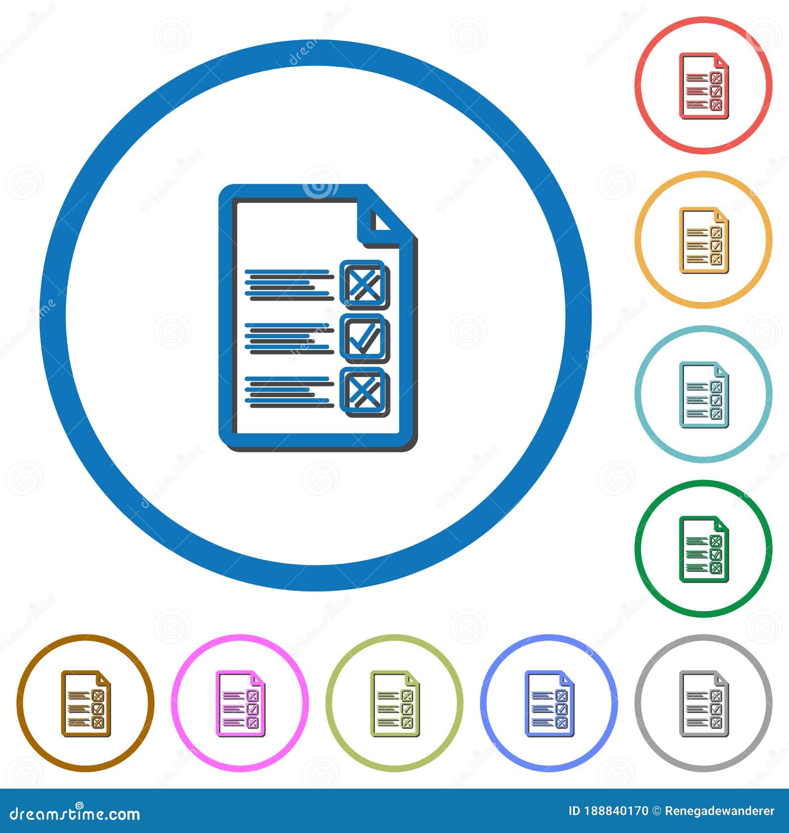 Questionnaire Document Icons With Shadows And Outlines Vector ...