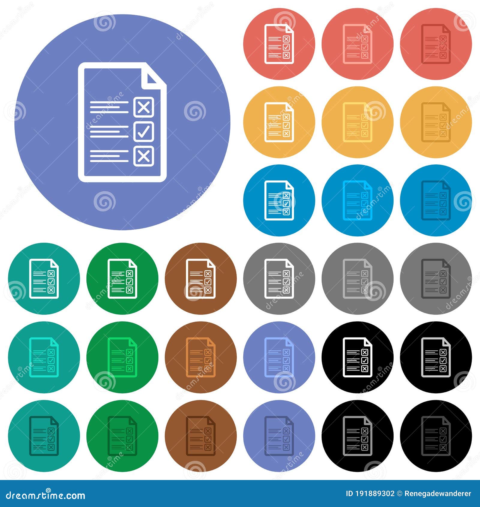 Questionnaire Document Round Flat Multi Colored Icons Stock Vector ...