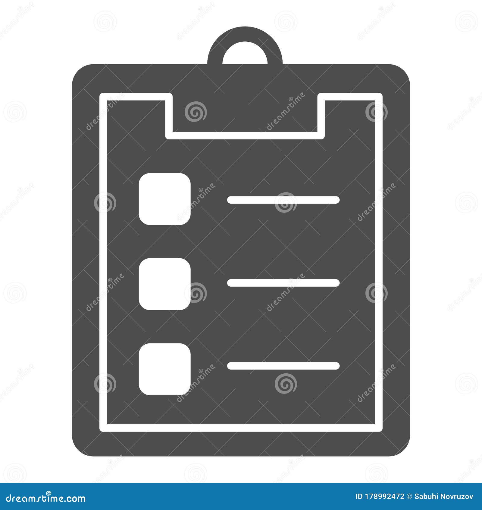Questionnaire Form Board Solid Icon. Checklist with Unmarked Cells ...