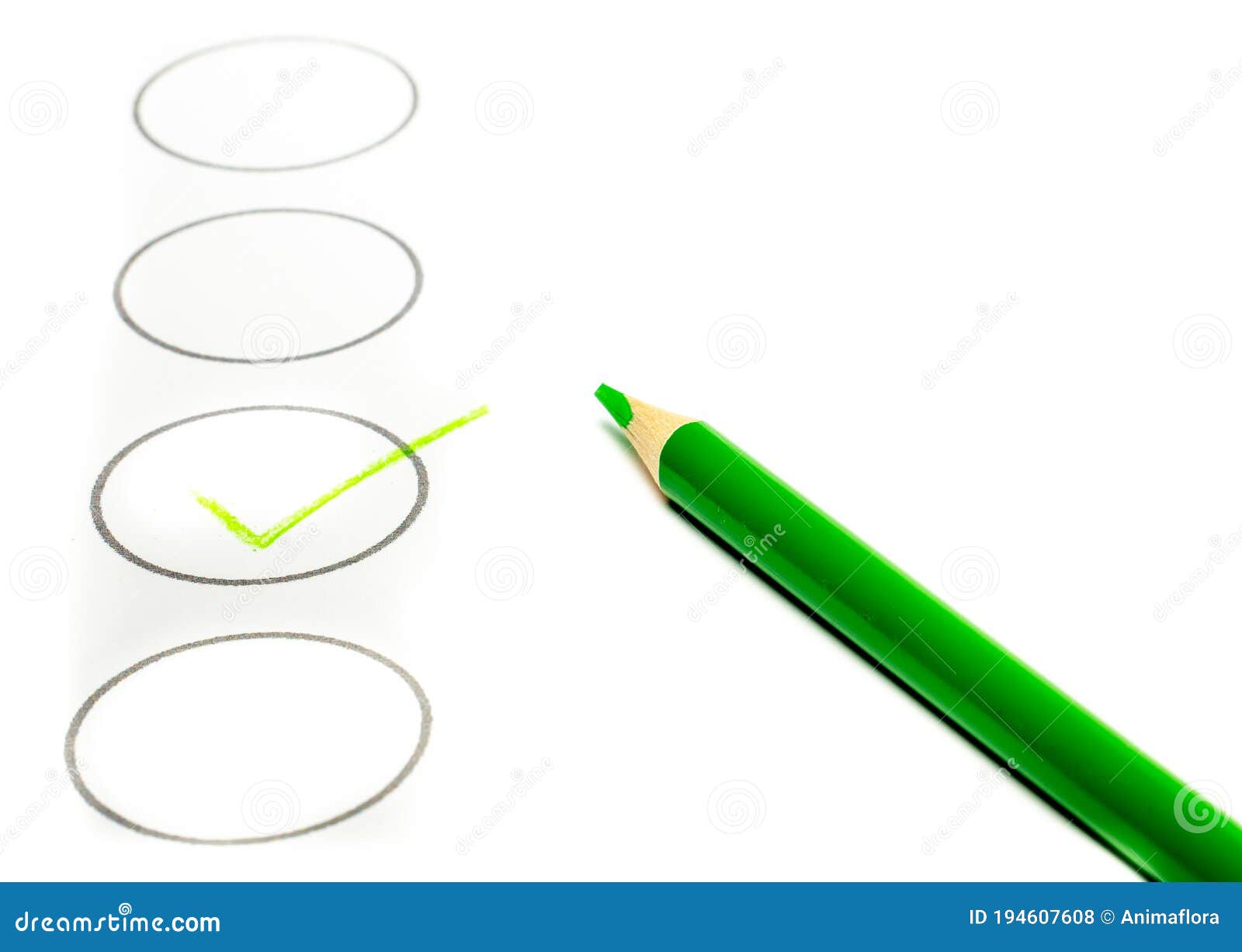 Questionnaire Green Hook with Colored Pencil Stock Photo - Image of ...