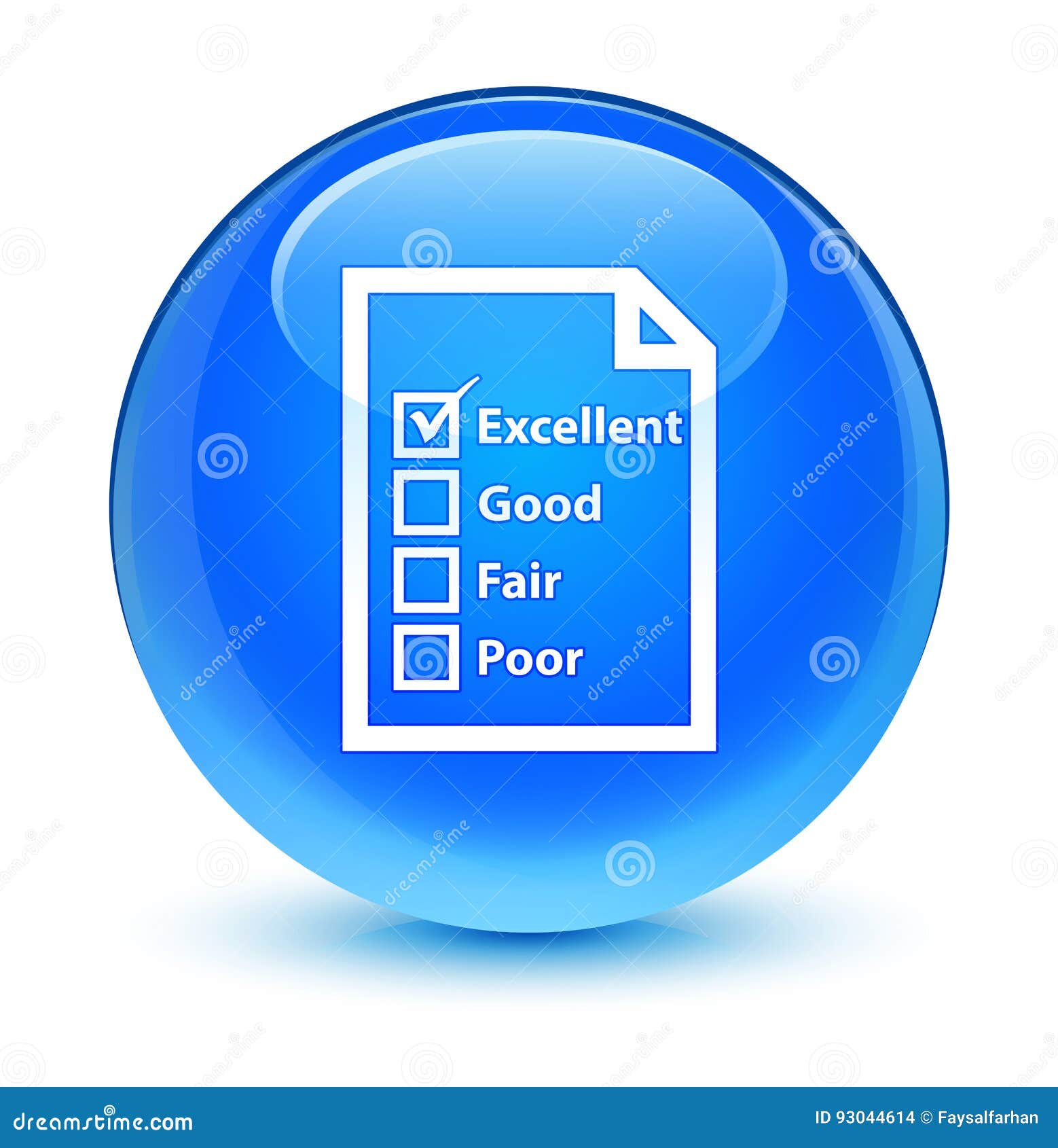 Questionnaire Icon Glassy Cyan Blue Round Button Stock Illustration ...