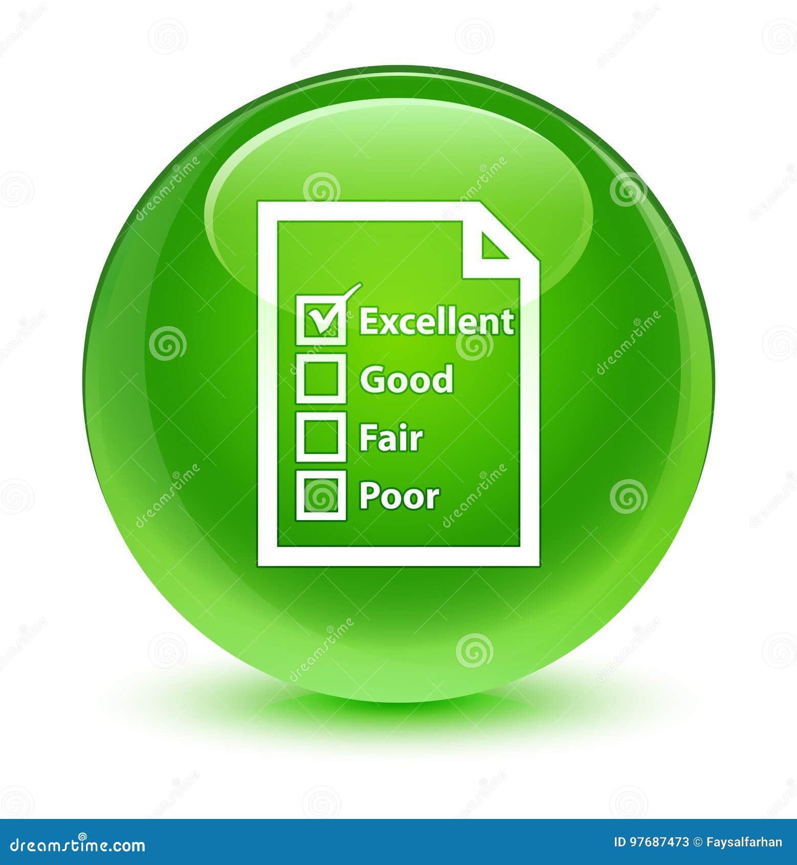 Questionnaire Icon Glassy Green Round Button Stock Illustration ...