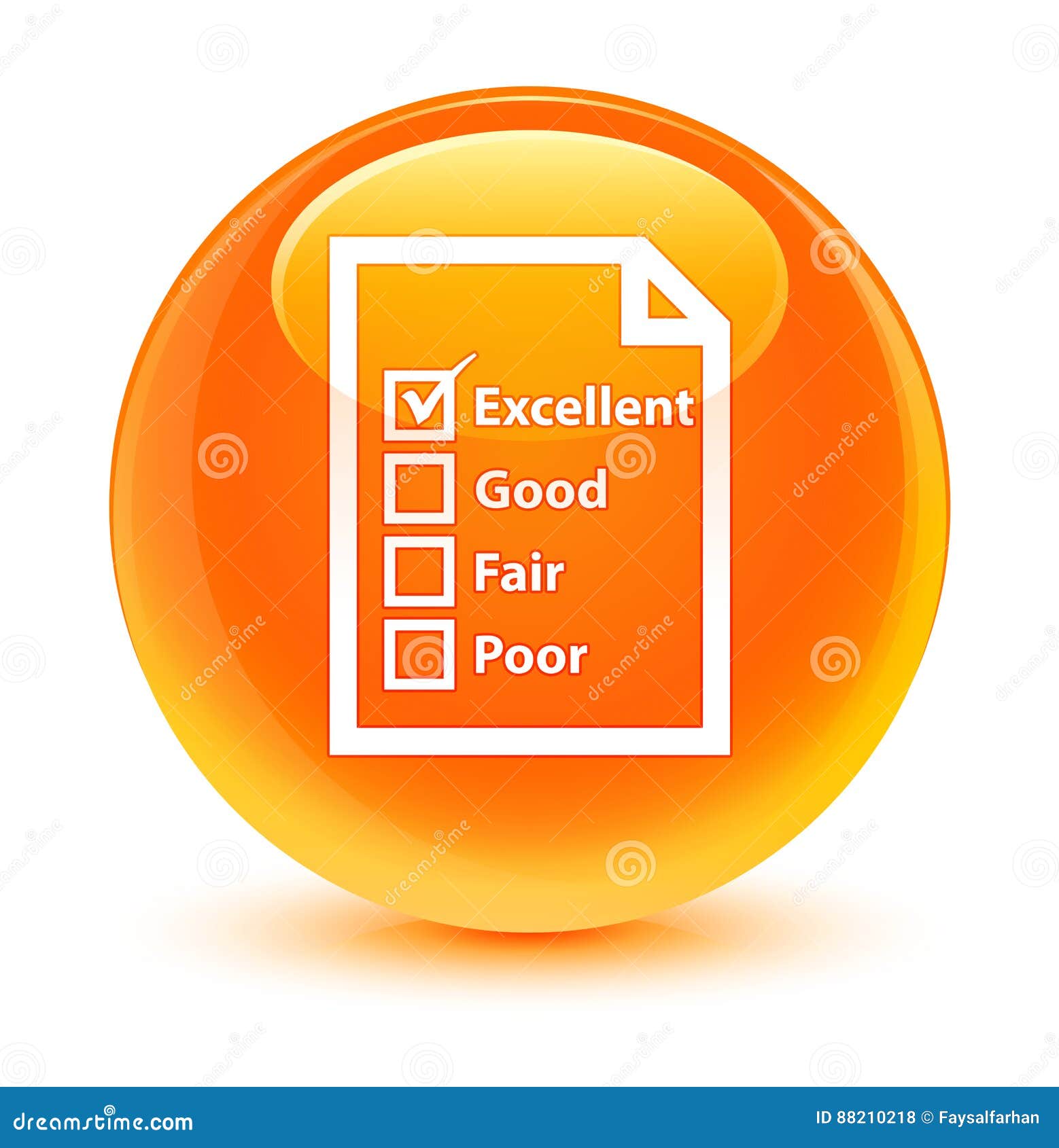 Questionnaire Icon Glassy Orange Round Button Stock Illustration ...