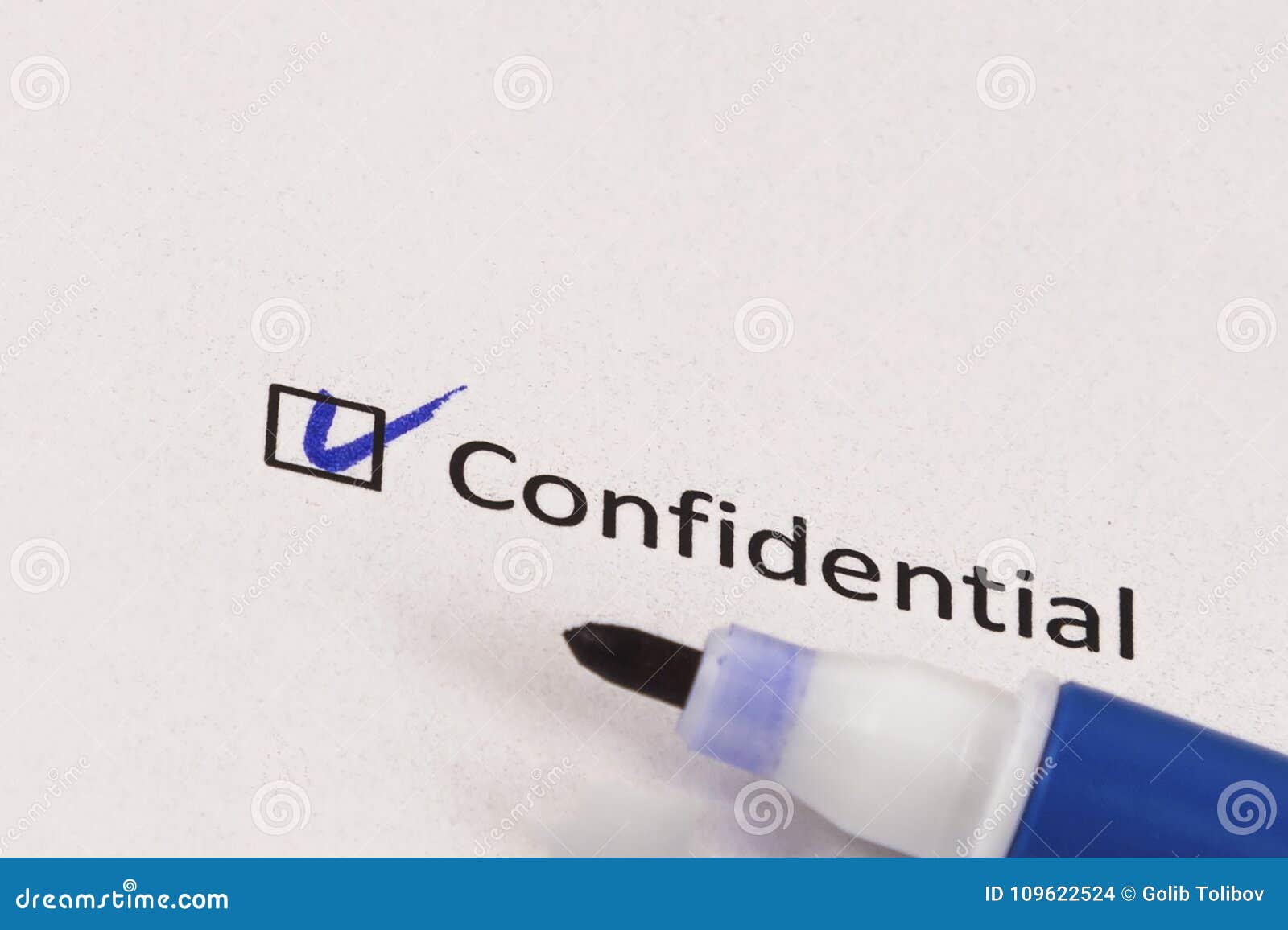 Questionnaire, Survey. Checked Box With Inscription Confidential And ...