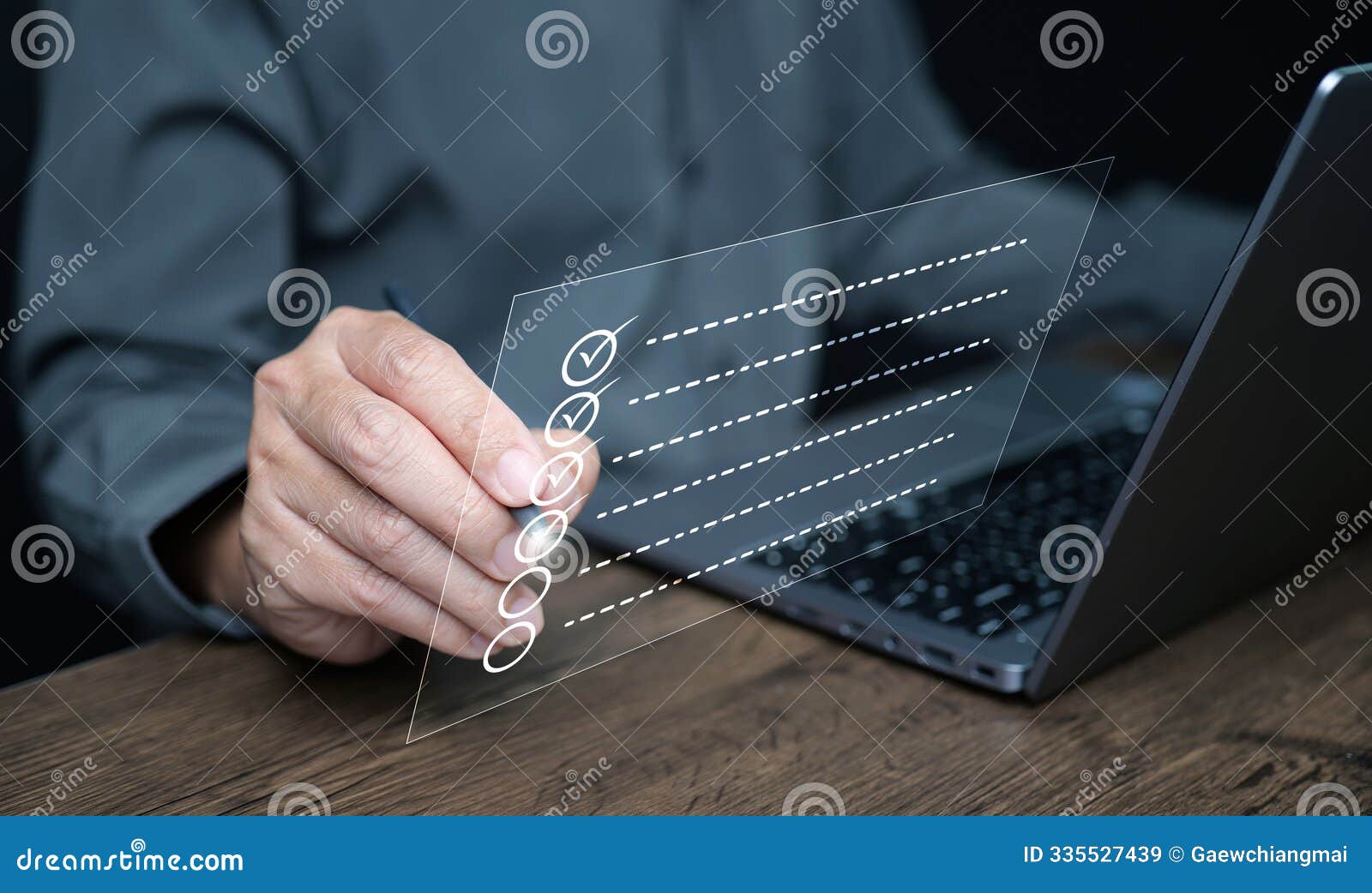 Questionnaire, Survey, or Evaluation with Checkboxes. a Man with His ...