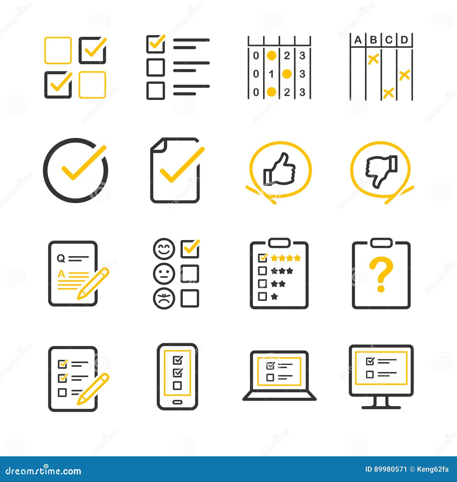 Questionnaire and Survey Icons Stock Vector - Illustration of phone ...