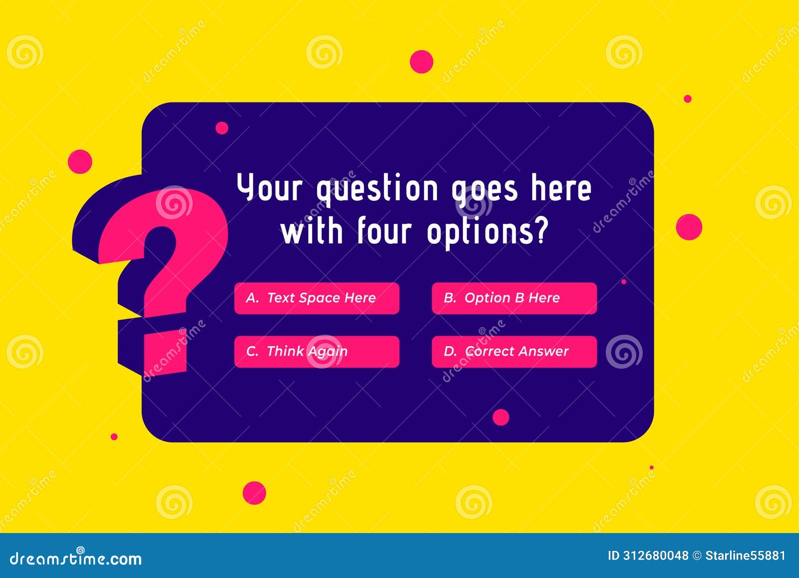 Questions and Answer Multiple Choice Template for Trivia Game Stock ...