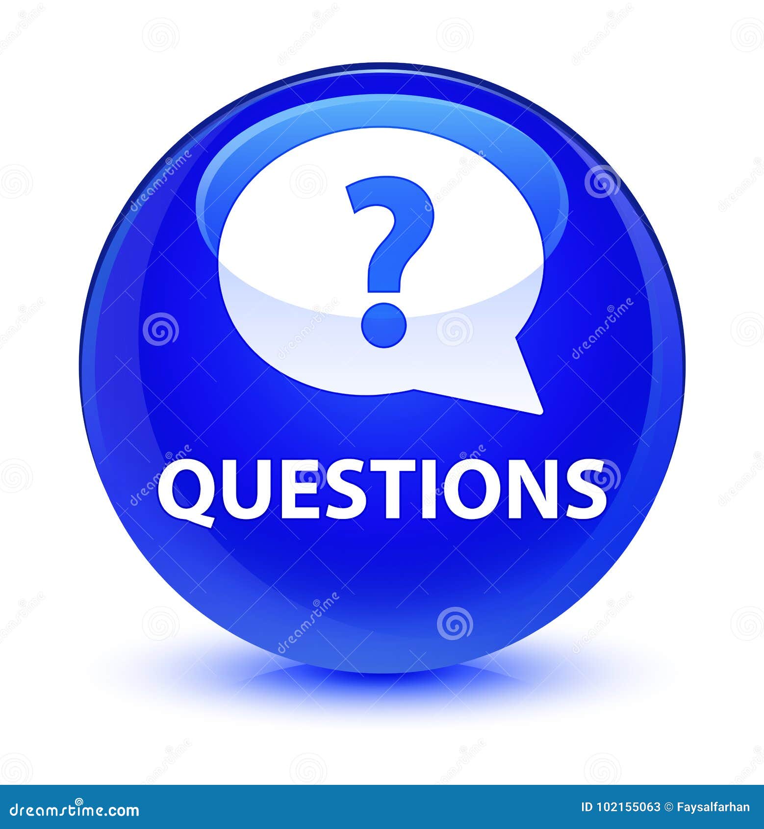 Questions (bubble Icon) Glassy Blue Round Button Stock Illustration ...