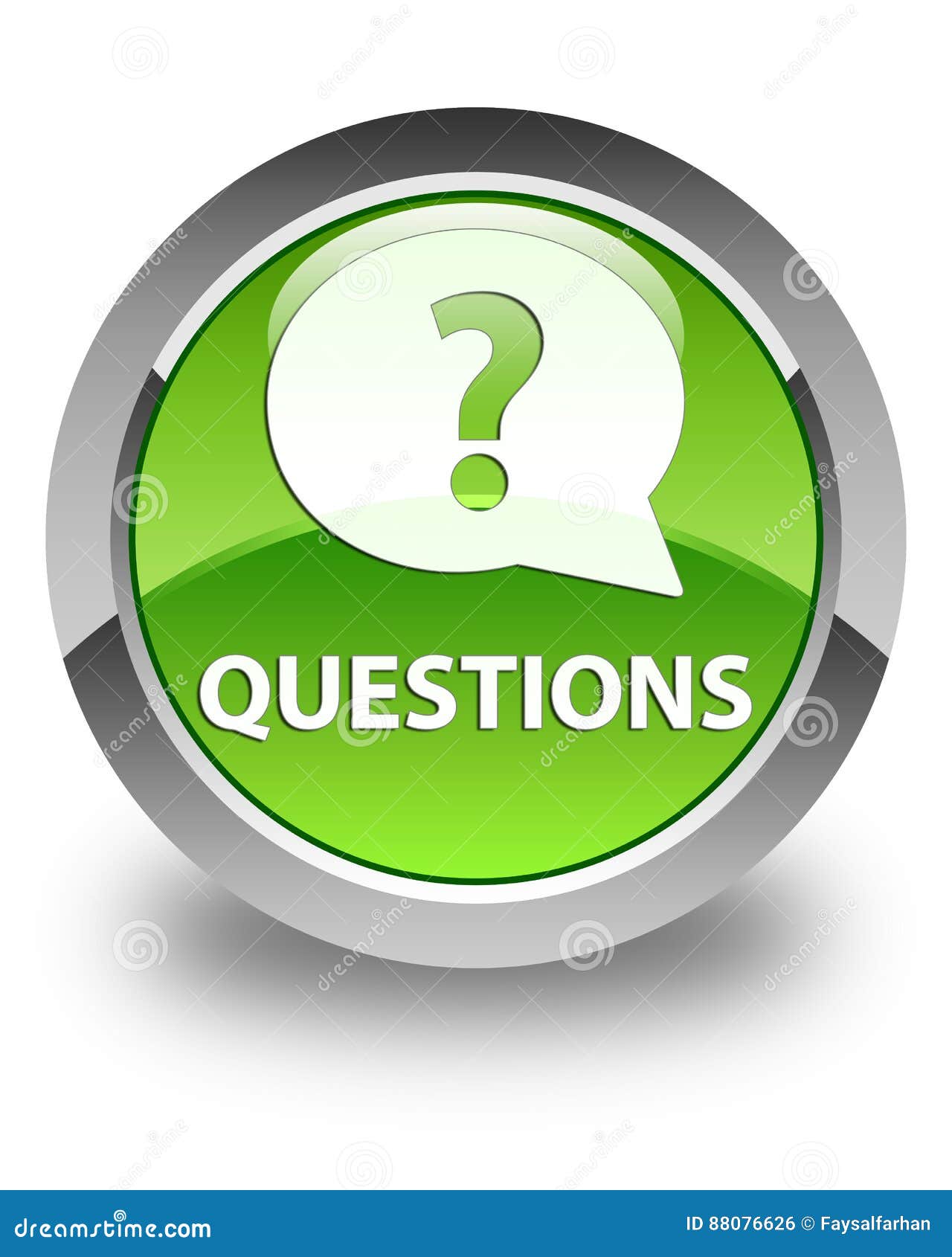 Questions (bubble Icon) Glossy Green Round Button Stock Illustration ...