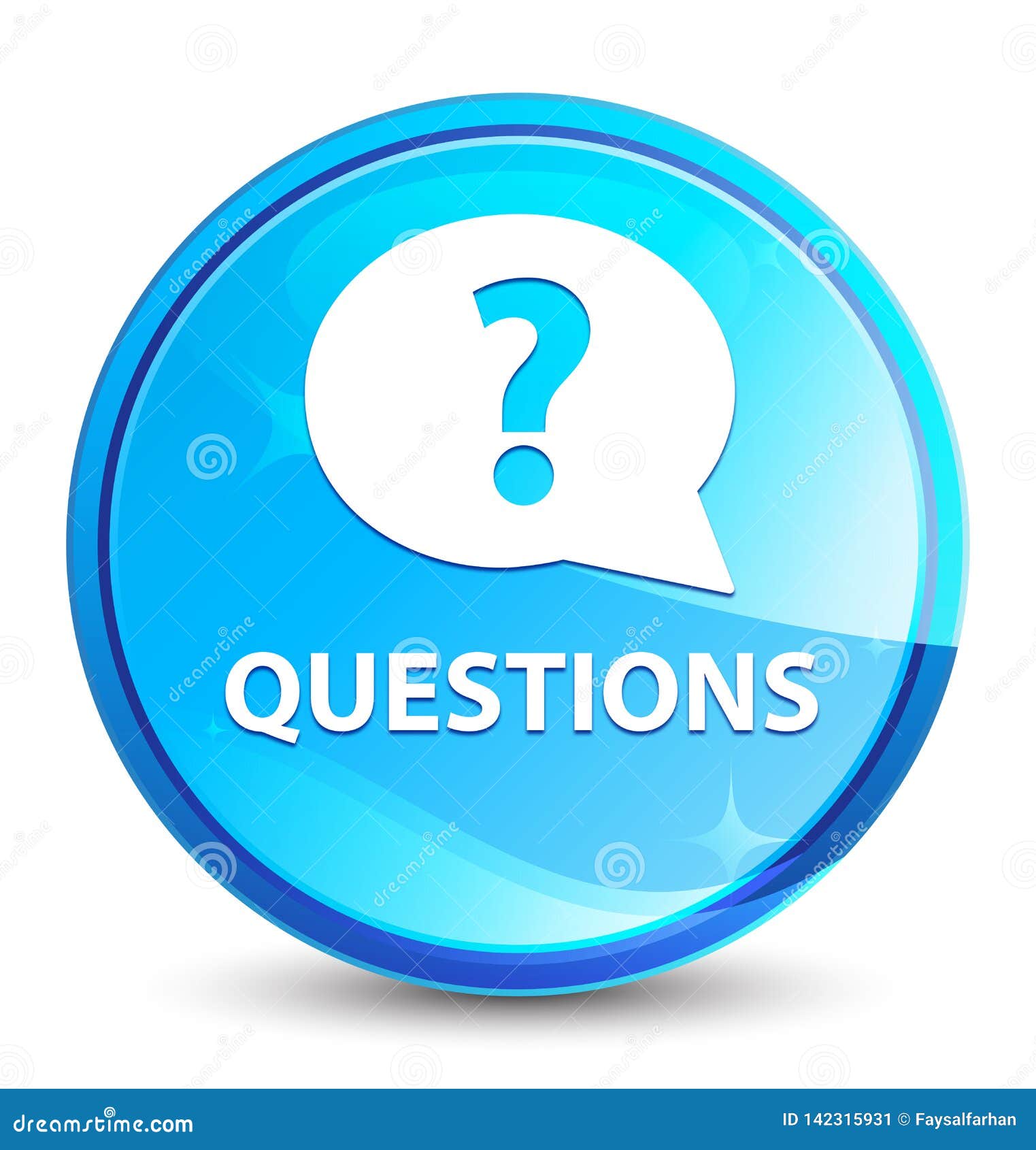 Questions (bubble Icon) Splash Natural Blue Round Button Stock Vector ...
