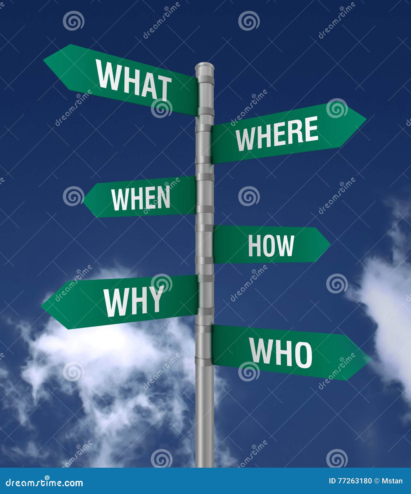 Questions Direction Signs Concept 3d Illustration Stock Illustration ...