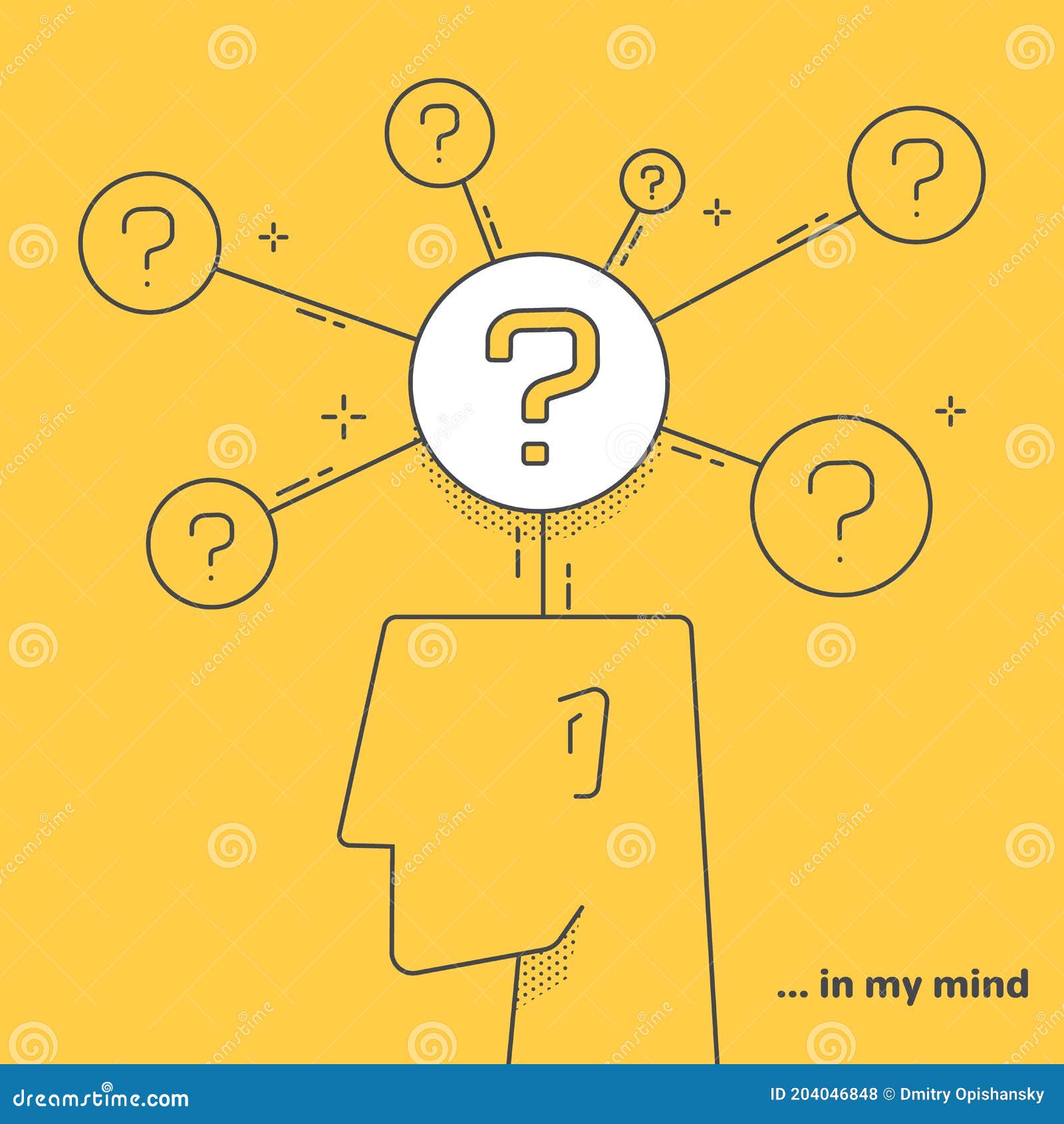 Questions in head stock vector. Illustration of think - 204046848