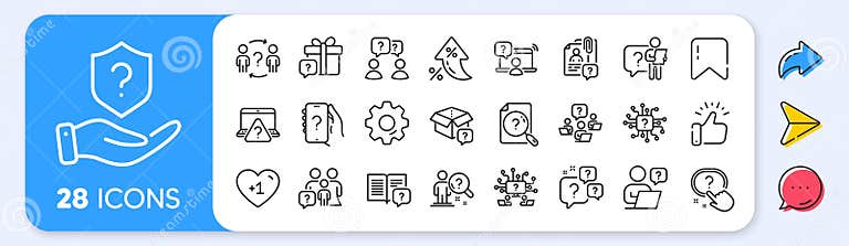 Questions Line Icons. Artificial Intelligence Computer, Phone with Question Mark, Problem Solve ...