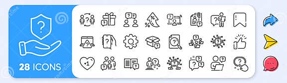 Questions Line Icons. Artificial Intelligence Computer, Phone with Question Mark, Problem Solve ...