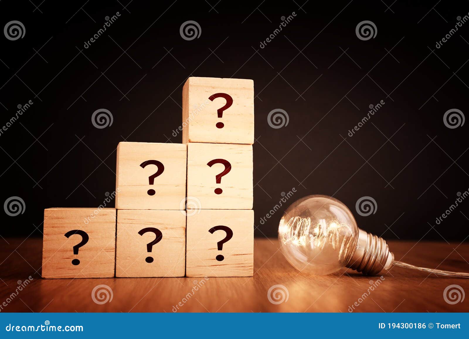 Questions Mark with Wooden Cube Blocks on Interior Table Background ...
