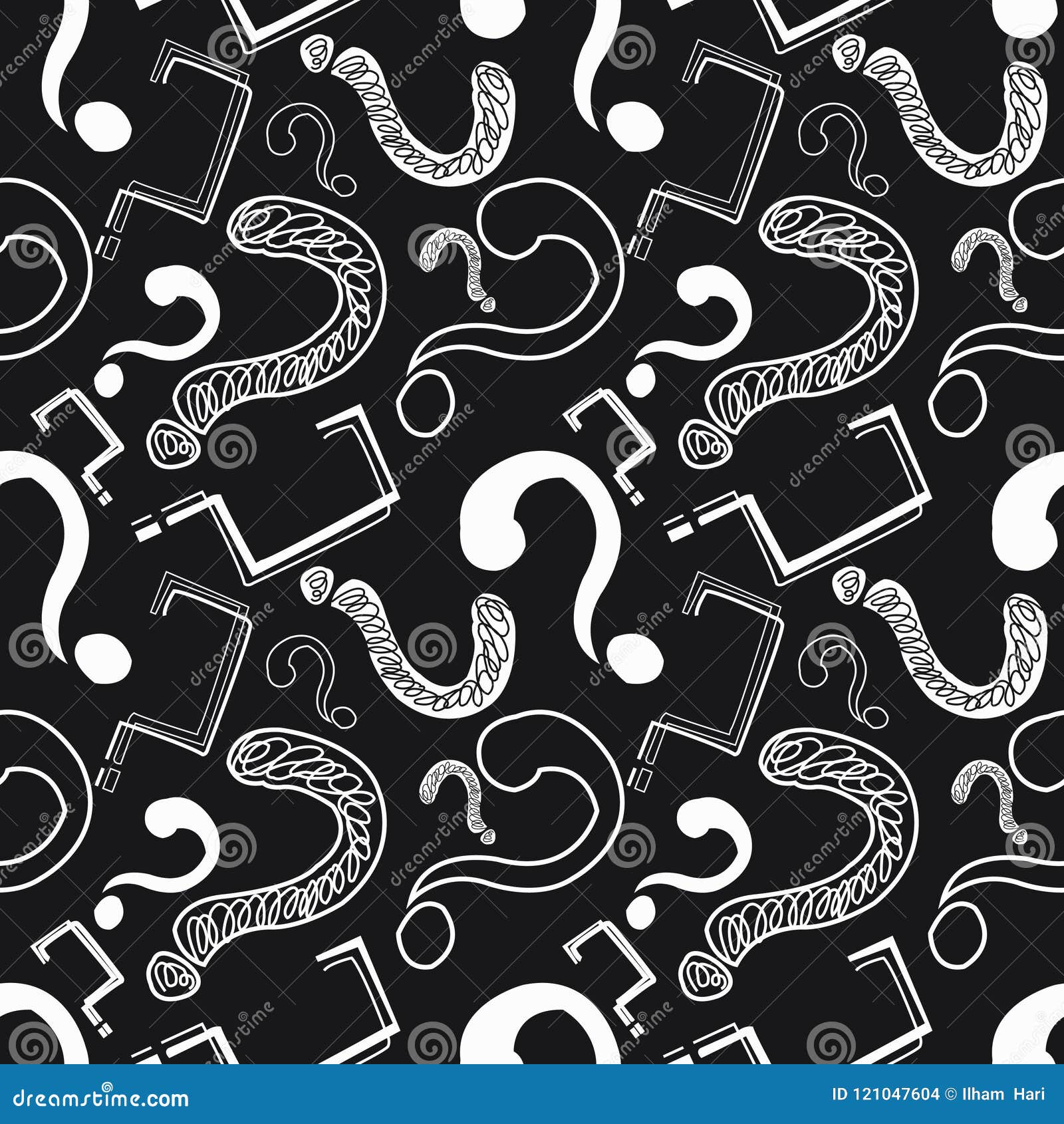 Questions Marks Seamless Pattern. Hand Drawn Stock Illustration ...