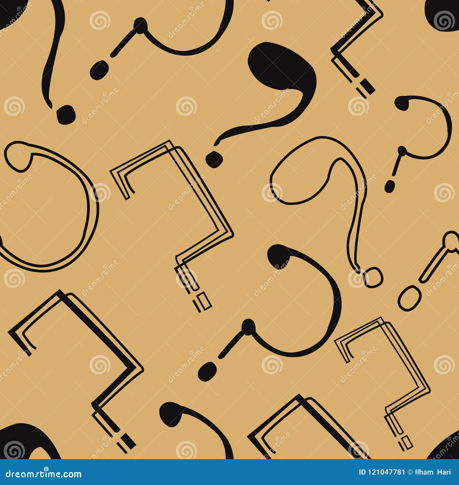 Questions Marks Seamless Pattern. Hand Drawn Stock Illustration ...
