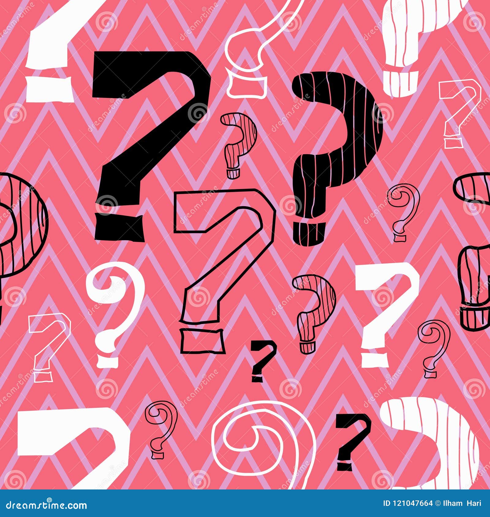 Questions Marks Seamless Pattern. Hand Drawn Stock Illustration ...