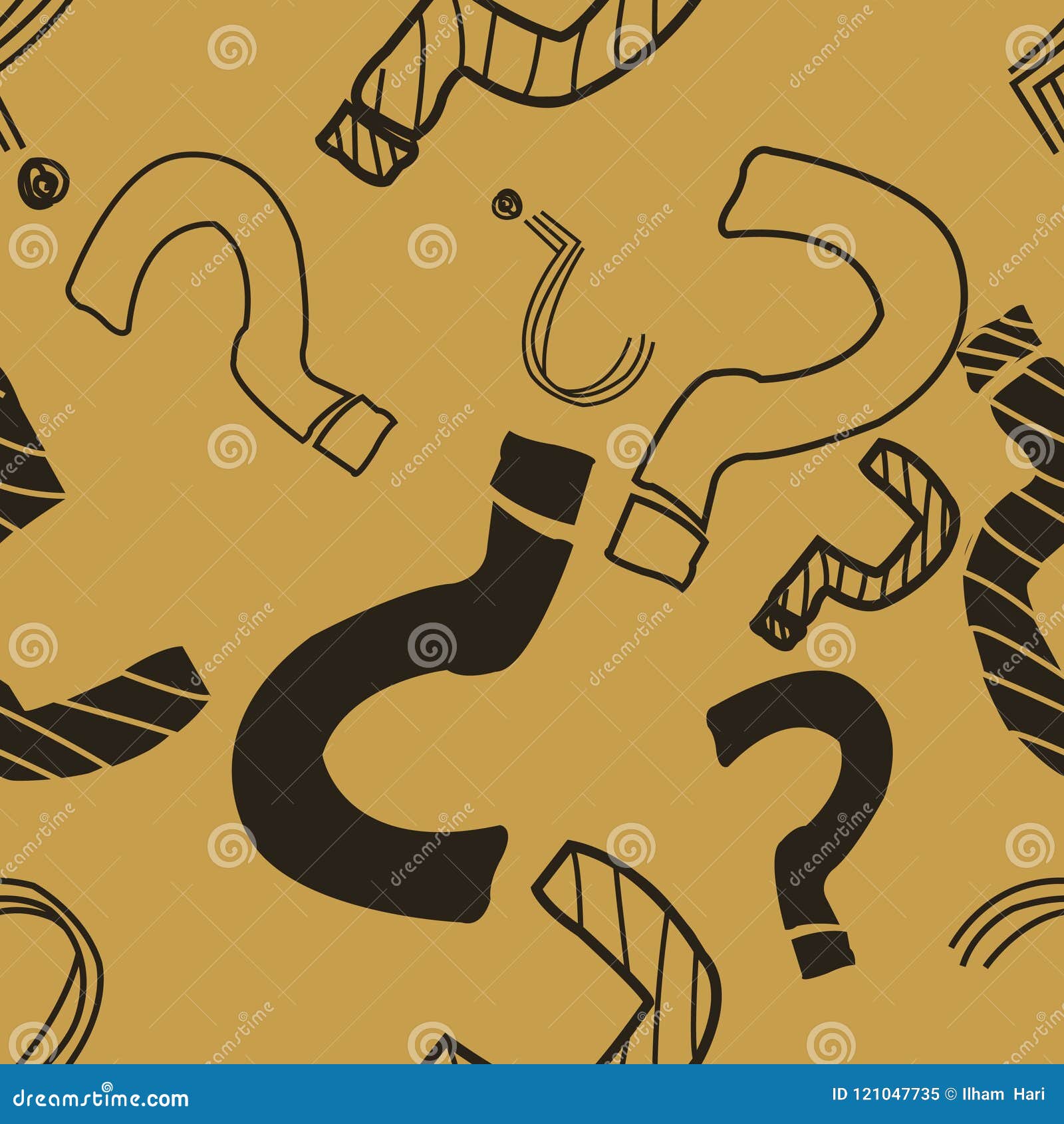 Questions Marks Seamless Pattern. Hand Drawn Stock Illustration ...