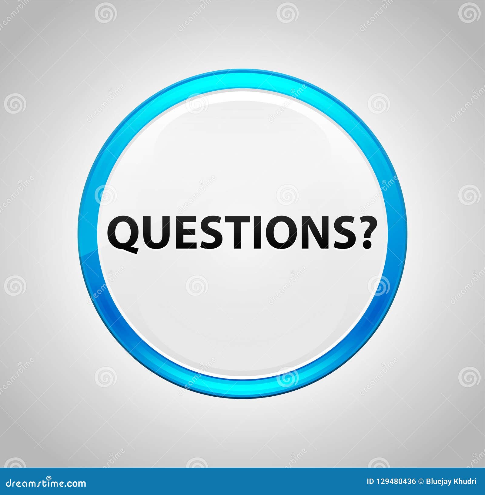Questions? Round Blue Push Button Stock Illustration - Illustration of ...