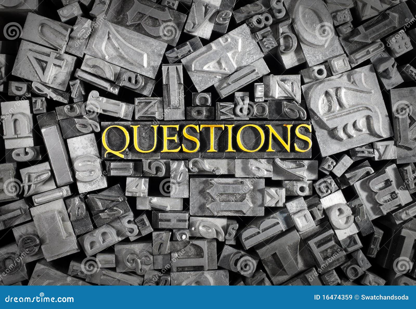 Questions Spelled Out in Metal Letters Stock Image - Image of ...
