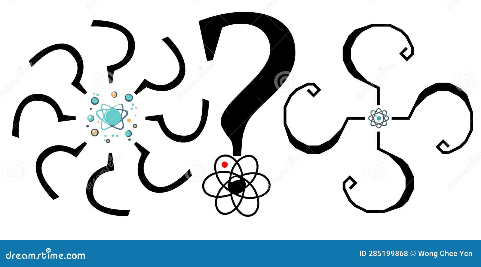 Questions Surround an Atomic Nucleus Vector Graphics Illustration Stock ...