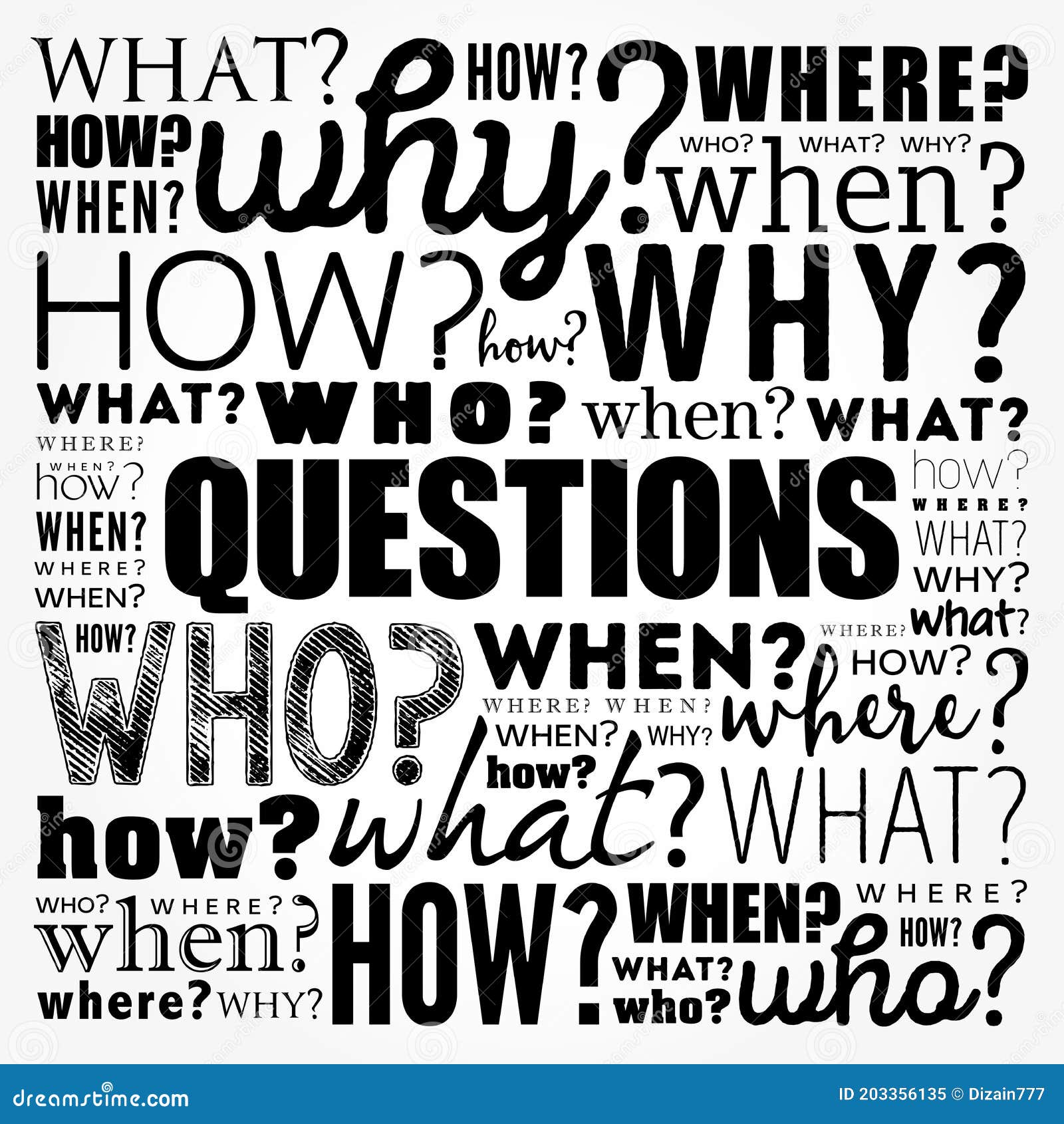 Questions, Word Cloud Background Stock Illustration - Illustration of ...