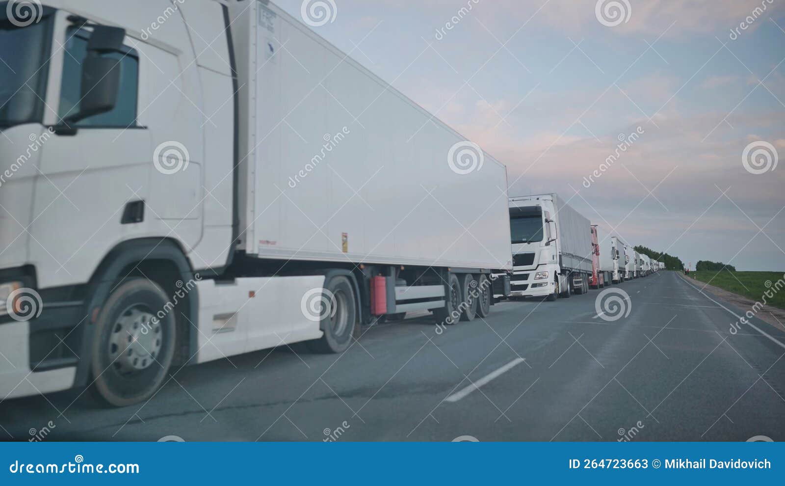 Queue at the Border of Trucks. Stock Image - Image of international ...