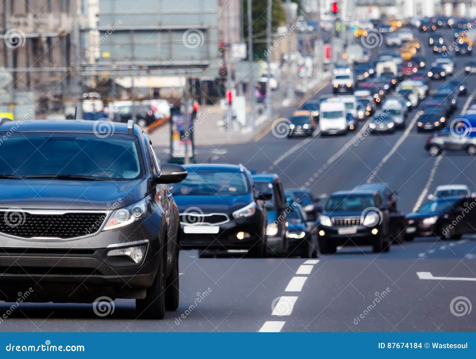 Queue of cars on the turn stock photo. Image of automobile - 87674184