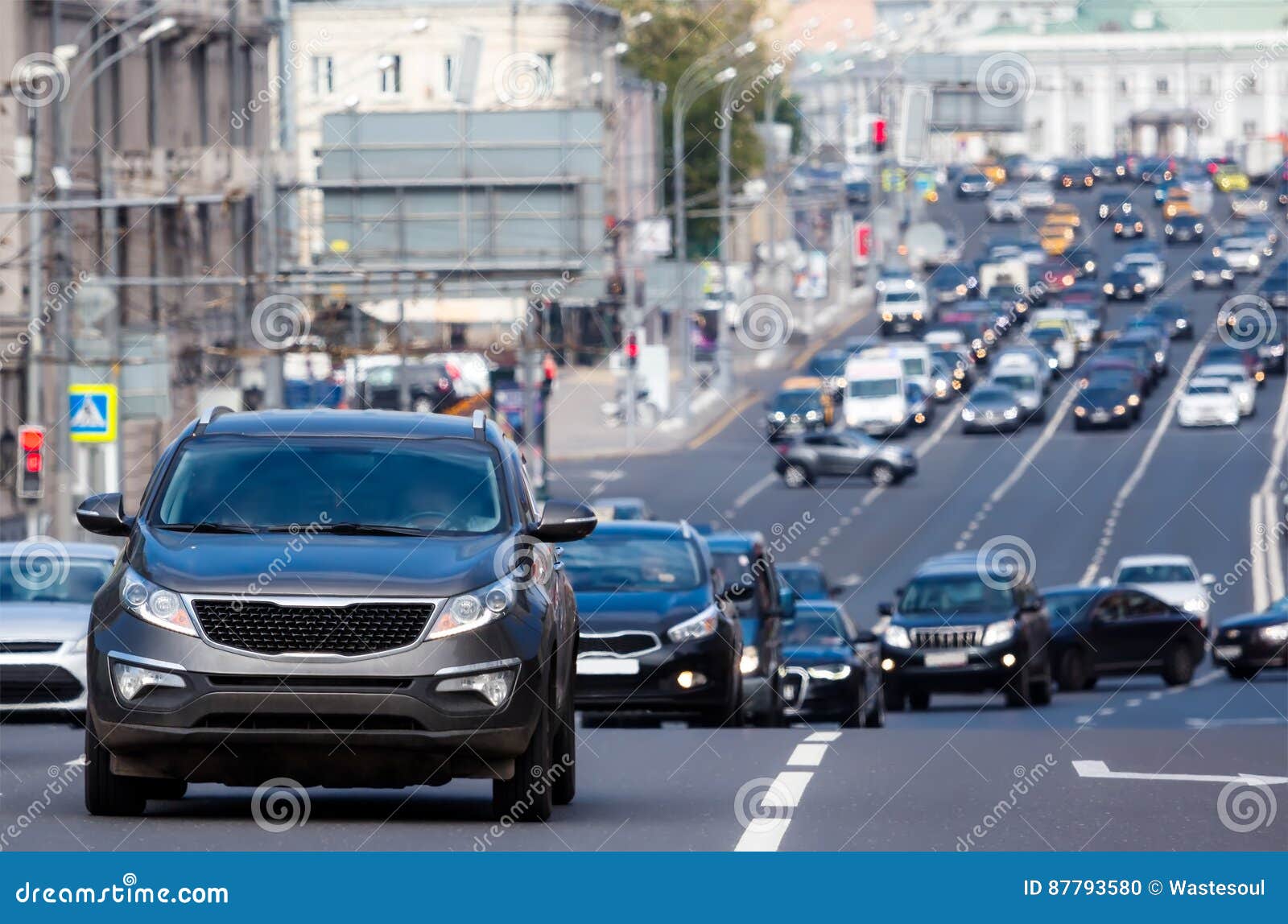 Queue of cars on the turn stock photo. Image of stress - 87793580