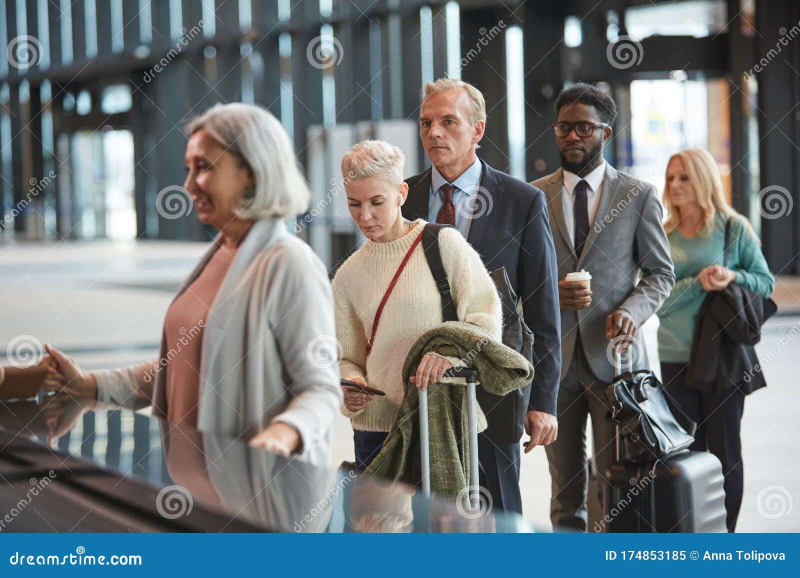 Queue at Check-in Counter stock image. Image of business - 174853185